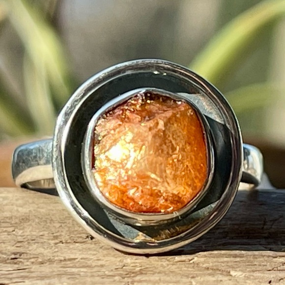 Jewelry | Incredible Natural Sunstone Rough Sterling Silver Ring Sz 7 ...